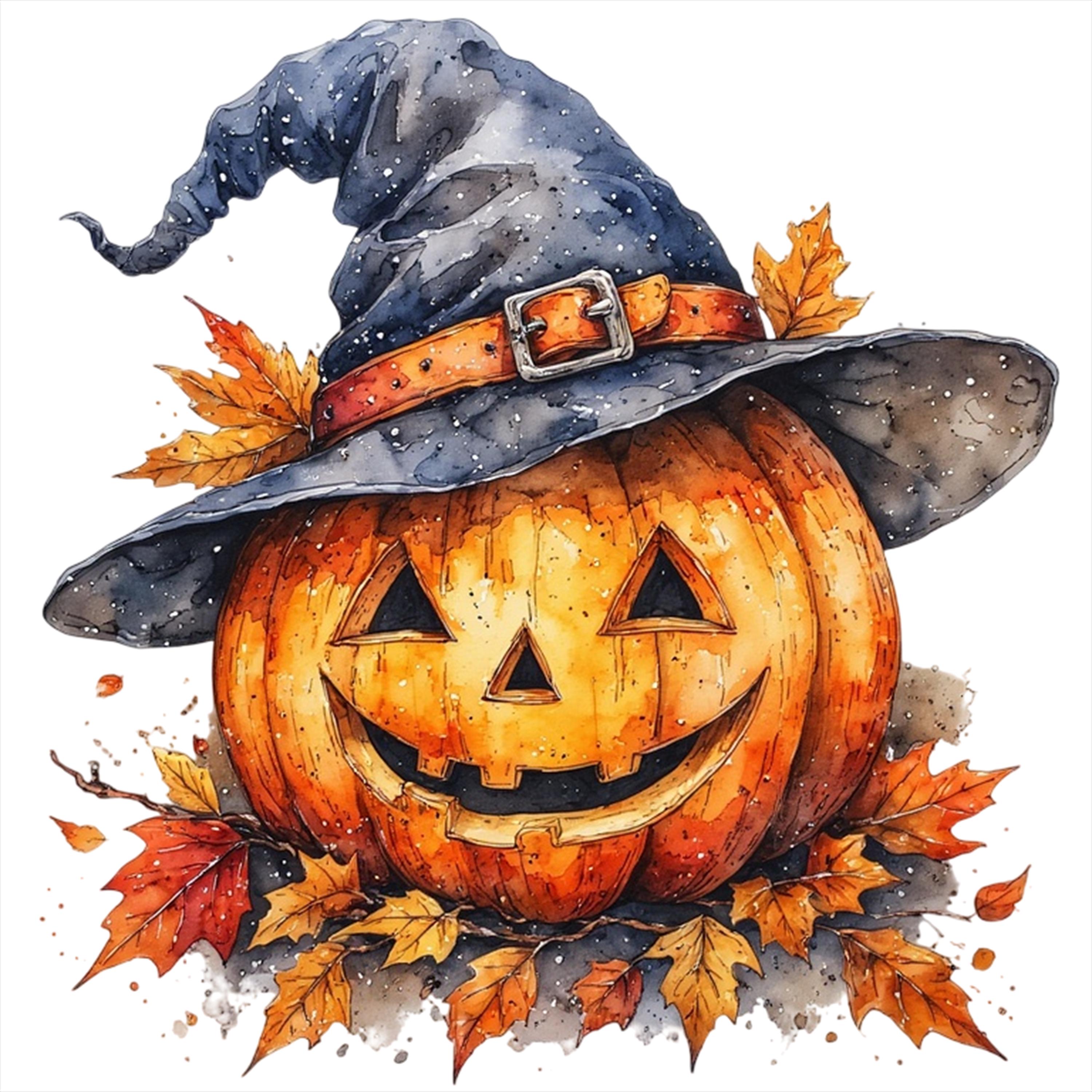 10 Halloween Pumpkin Watercolor Clipart, Watercolor Clipart, Jack O ...