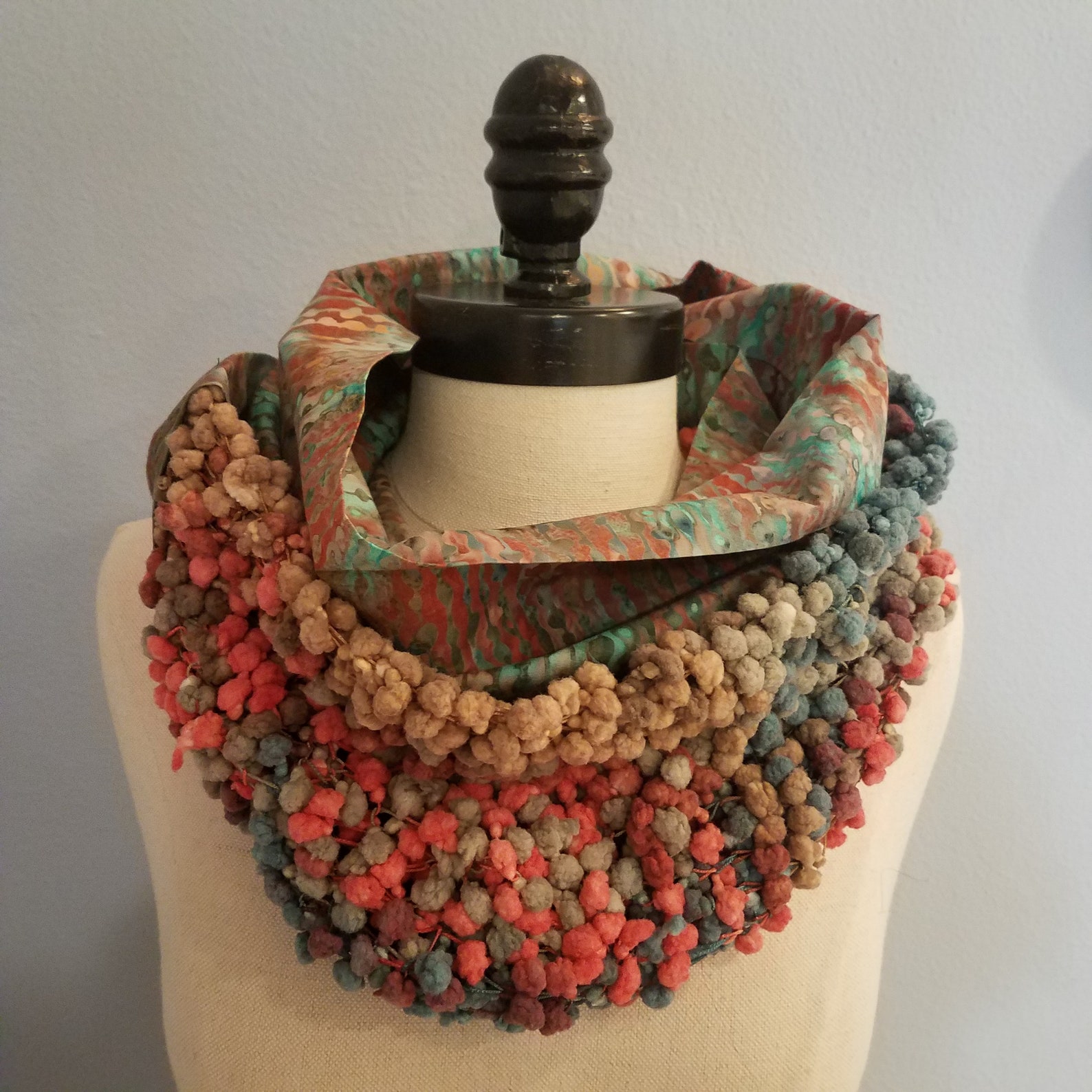 Bubbles Infinity Scarf, Colorful Knit, Cotton Scarf, Scarf Neck Wrap ...