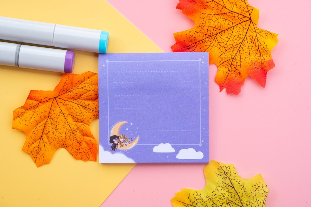 Moonlight Couple Sticky Notes | Romantic Planner Memo Pad | Cute ...