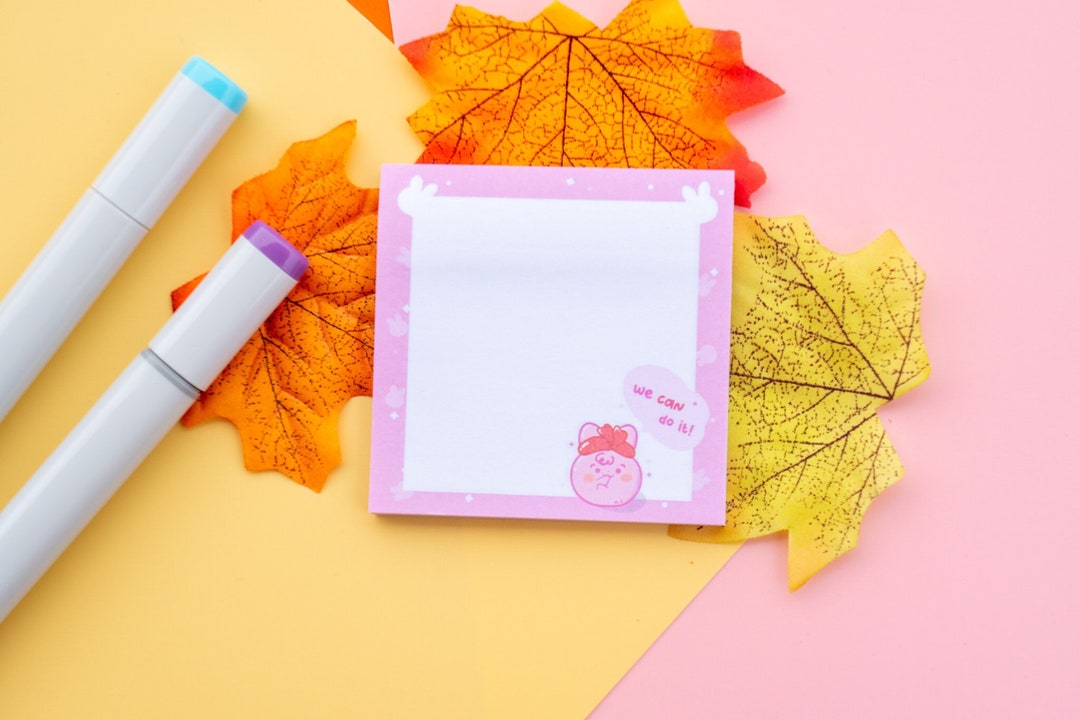 Cute Girl Power Bunny Sticky Notes, 50 Sheets | Cute Desktop Memo Pads ...