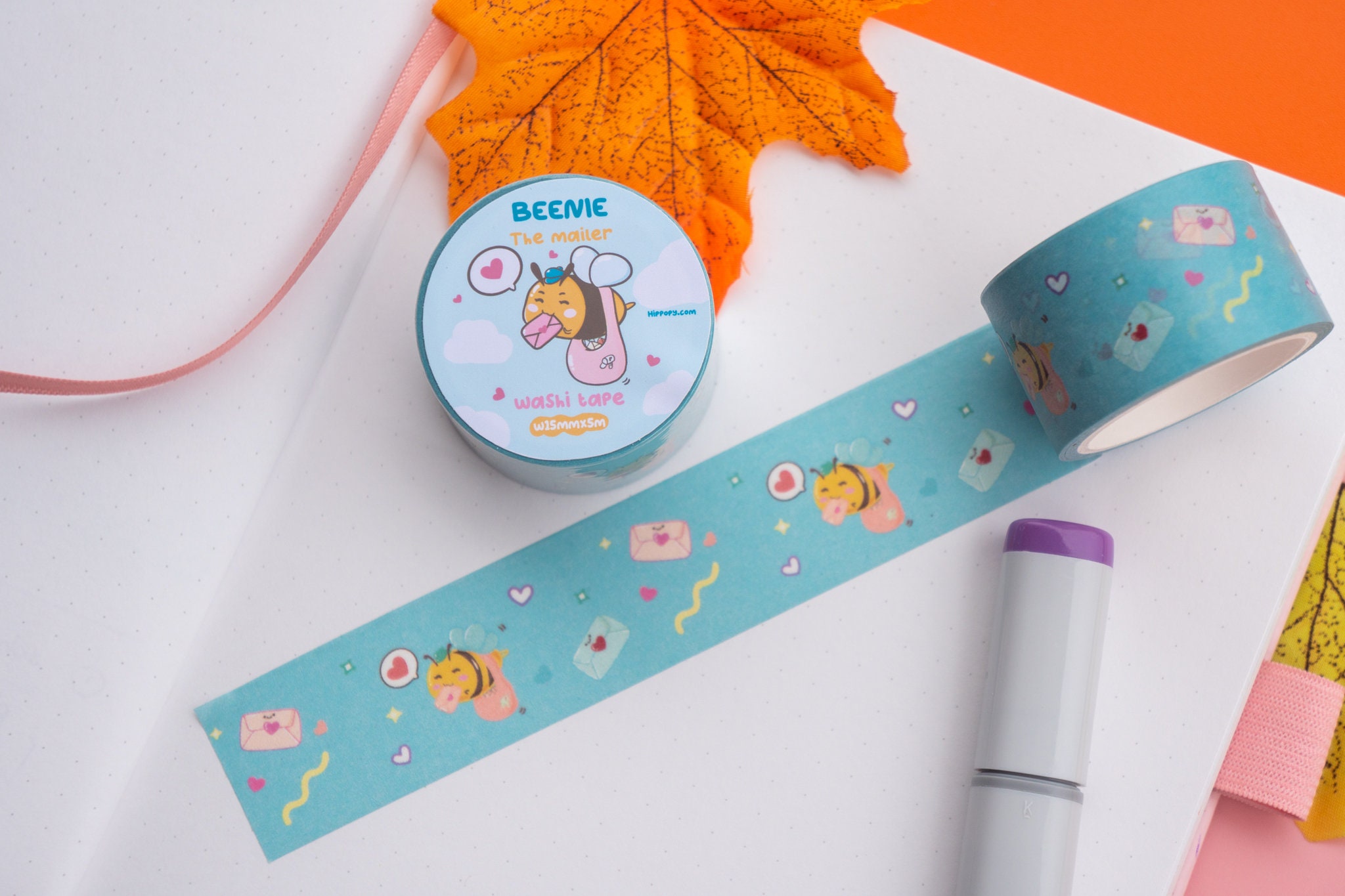Cute Bee Washi Tape 2.5cmx5m Honey Bee Beenie the Postman - Etsy