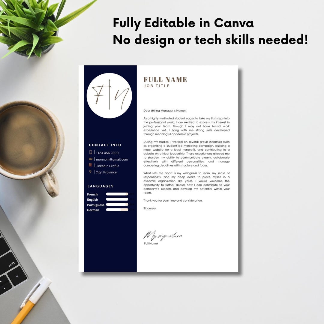 Modern Resume Template, Cover Letter, Reference Letter (canva Editable ...