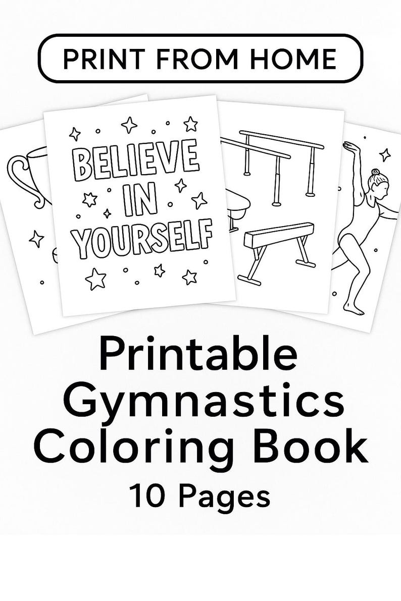 Printable Gymnastics Coloring Book - 10 Fun Pages for Kids | Team Gift ...