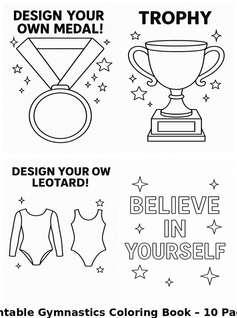 Printable Gymnastics Coloring Book - 10 Fun Pages for Kids | Team Gift ...