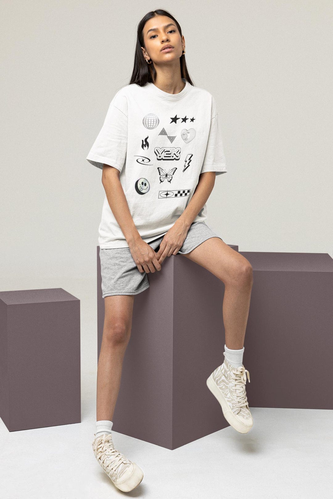 YK2 Iconic Era Design Oversized Tee - Etsy