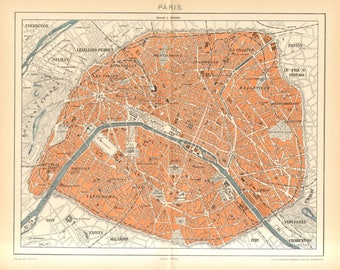 Vintage paris map | Etsy