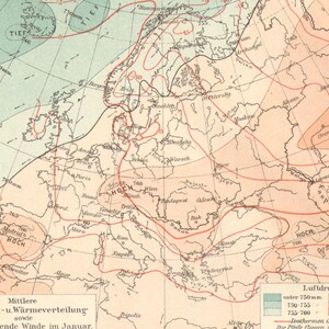 1896 Antique CLIMATE MAP of EUROPE - Etsy