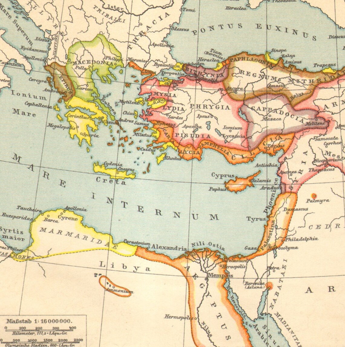 1894 KINGDOMS of the DIADOCHI 247 BC Antique Map Successors | Etsy