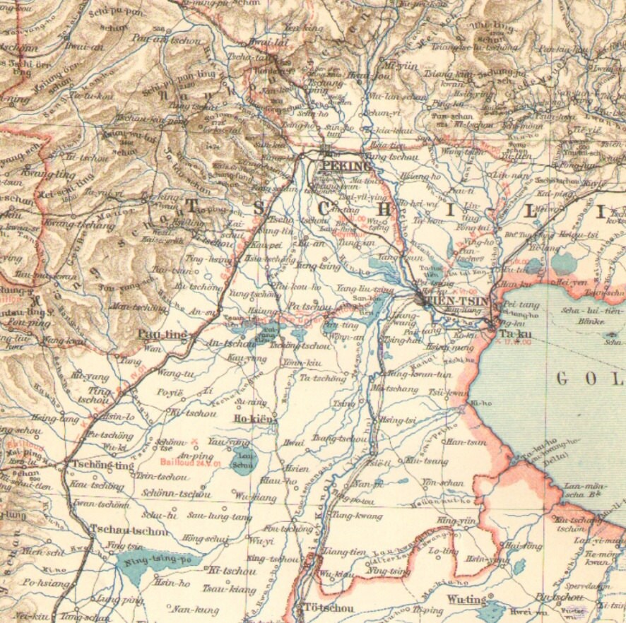 1903 Original Antique Map of Zhili and Shandong Provinces | Etsy
