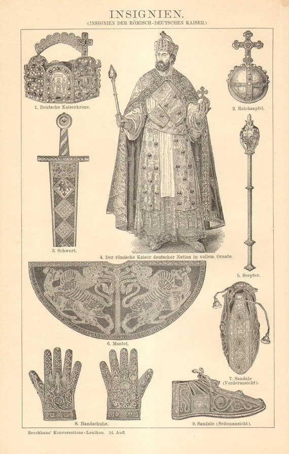 1894 IMPERIAL REGALIA Holy Roman Empire Antique Engraving | Etsy