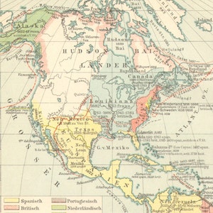 1905 Original Antique Map Showing the History and Colonization | Etsy
