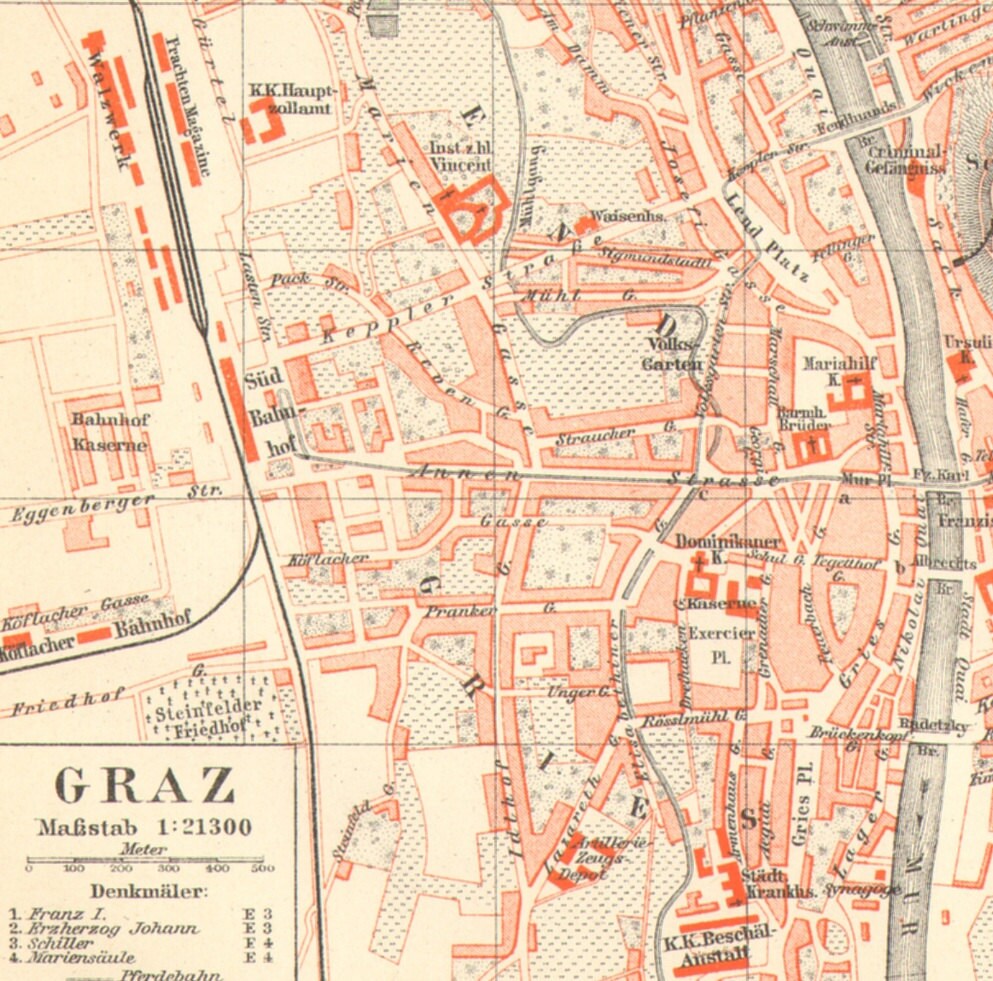 Home Décor Globes & Maps Home & Living AUSTRIA 126 years old town map ...