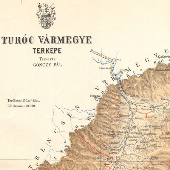 1897 UNG COUNTY Antique Dated Map Austro-Hungarian Empire Home & Living ...