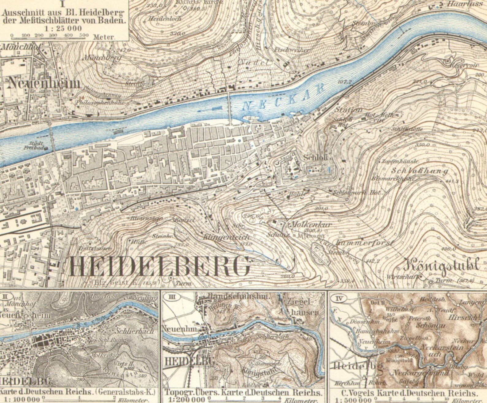 1905 Cartography Topographic Mapping Map of Heidelberg | Etsy