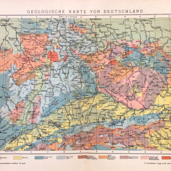 Antique "geological" Map of "germany" - Etsy