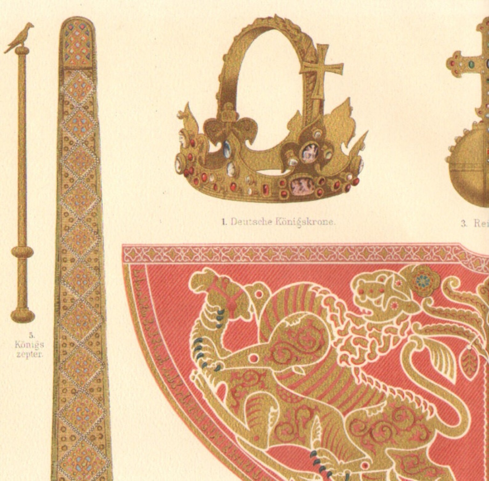 1894 IMPERIAL REGALIA Holy Roman Empire Antique Lithograph - Etsy