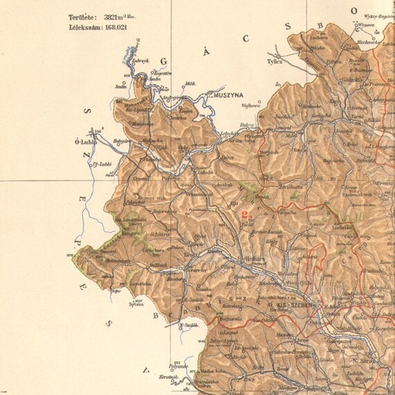 1897 UNG COUNTY Antique Dated Map Austro-Hungarian Empire Home & Living ...