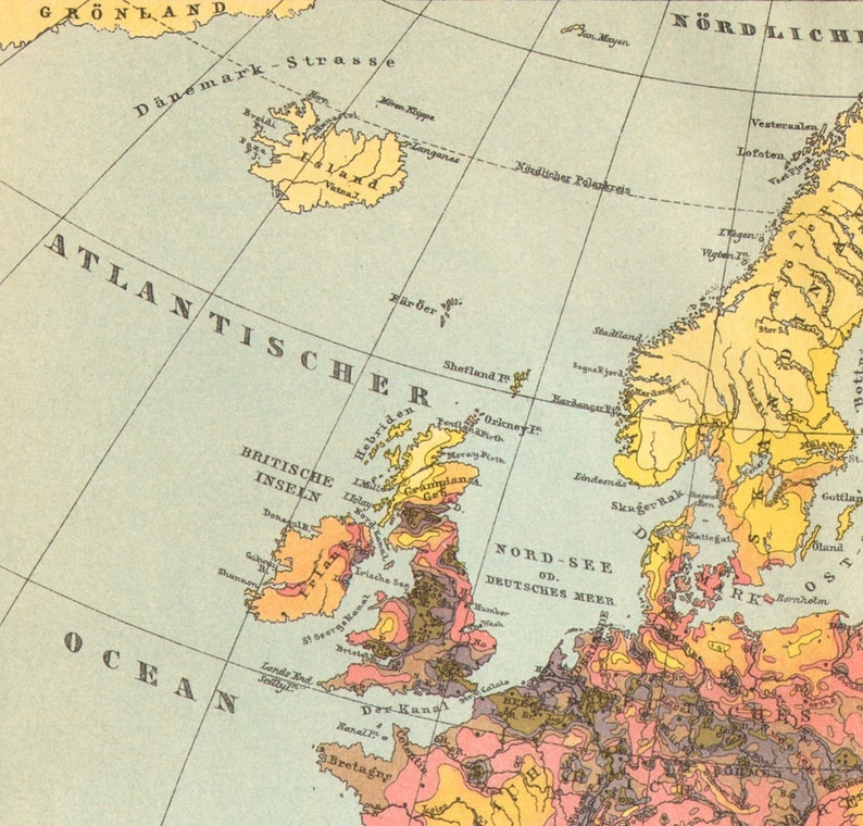 1901 Antique Dated POPULATION DENSITY Map of EUROPE - Etsy