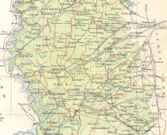 1897 UNG COUNTY Antique Dated Map Austro-Hungarian Empire Home & Living ...