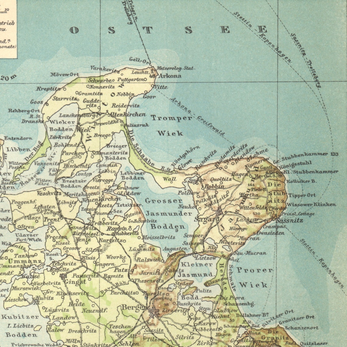 1905 RUGIA ISLAND Antique Dated Map Island of Rügen Germany | Etsy