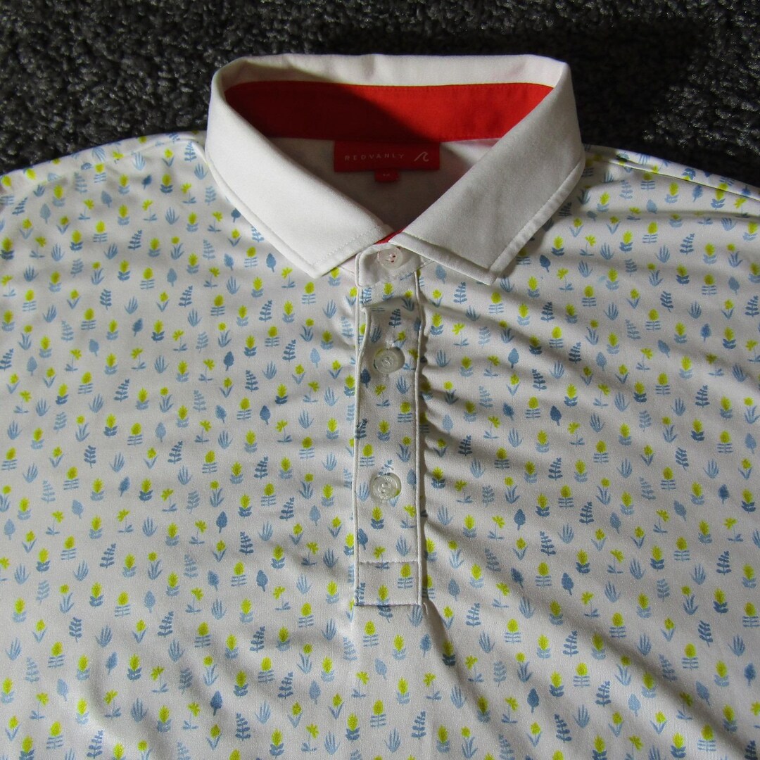 Redvanly Polo Shirt Mens M Floral Perfomance Golf AOP Breathable Office ...