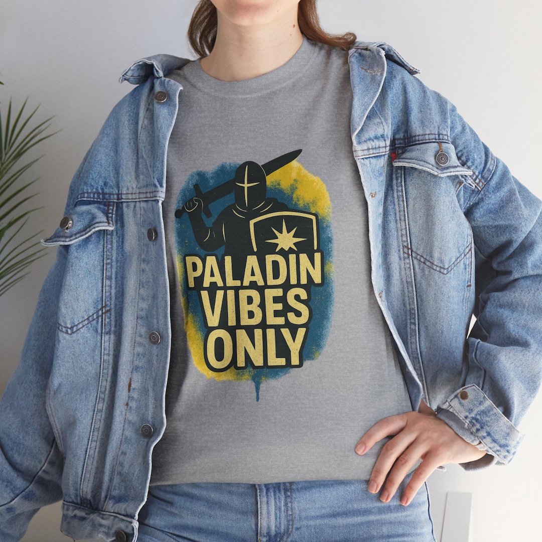 Paladin Vibes Graphic Tee: Fantasy Streetwear With Radiant Design - Etsy