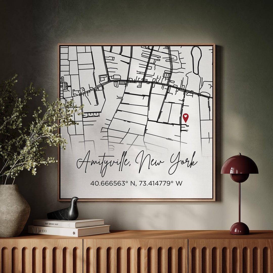 Custom Coordinate Map Canvas | Personalized City Map Wall Art | Black ...