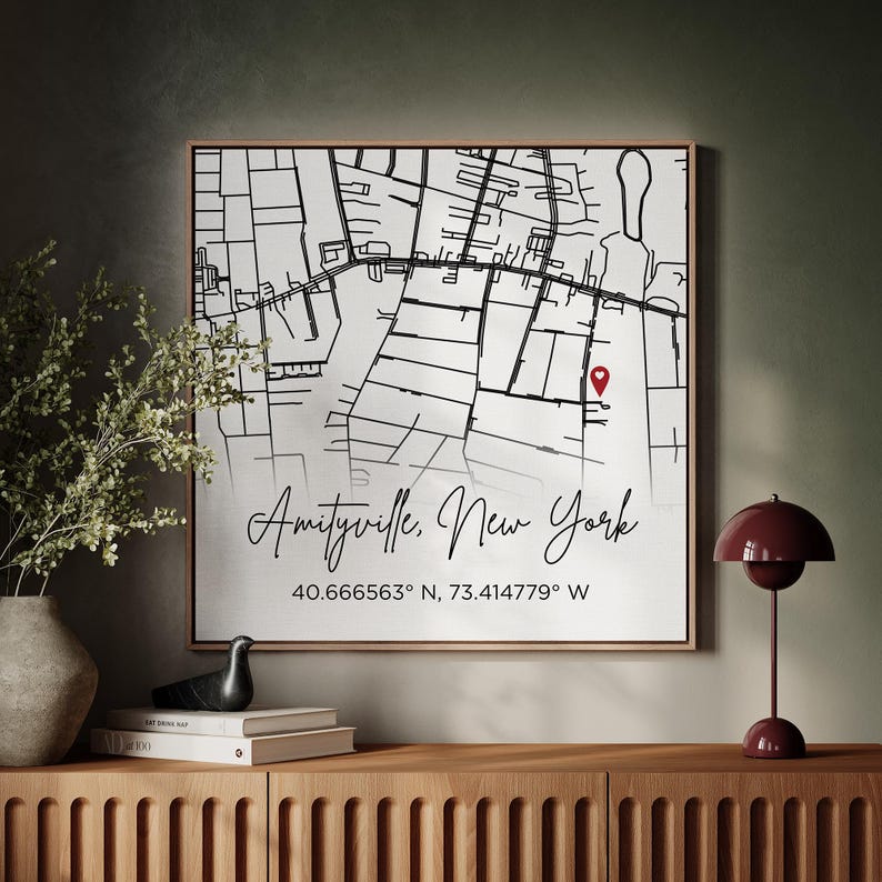 Custom Coordinate Map Canvas | Personalized City Map Wall Art | Black ...