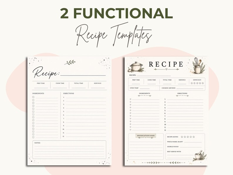 Recipe Binder Printable, Recipe & Cookbook Organizer, Food Journal ...
