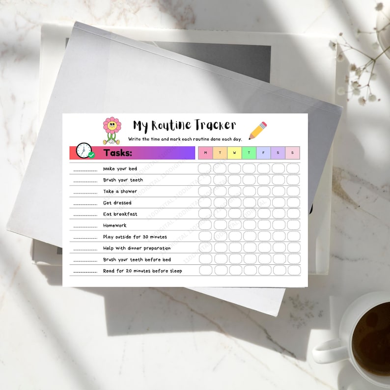 Kids Daily Routine Chart Printable | Morning & Evening Checklist for ...