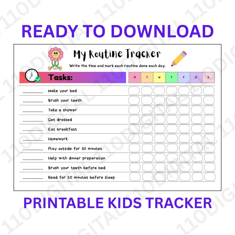 Kids Daily Routine Chart Printable | Morning & Evening Checklist for ...