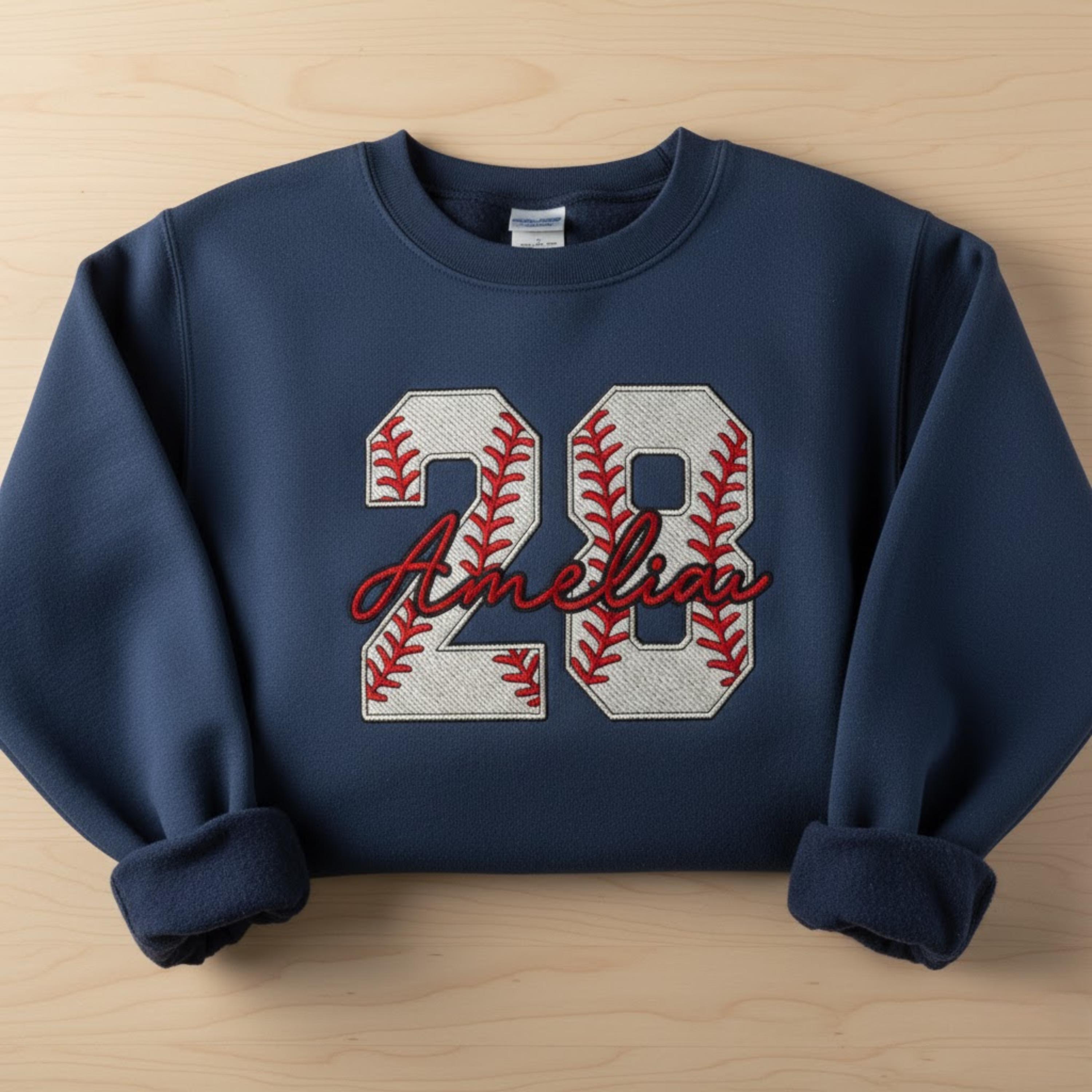 Personalized Baseball Embroidered Sweatshirt Custom Player Number ...