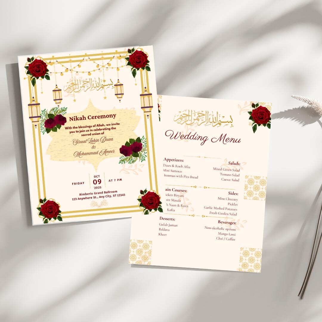Minimalist Wedding | Islamic Wedding Invitation Bundle | Nikah Digital ...