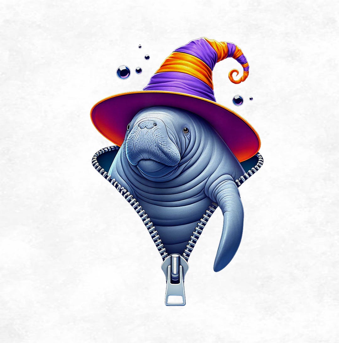 Manatee Halloween , Manatee Witch Hat PNG, Funny Spooky Season ...