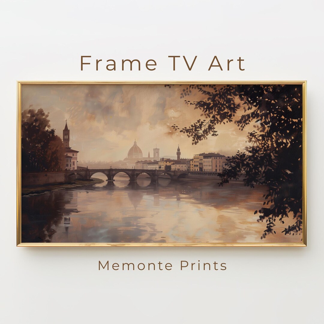 Vintage Florence Italy Landscape Art for Frame TV, Ponte Vecchio Oil ...