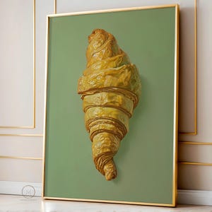 Croissant Art Print, French Bakery Poster, Sage Green Kitchen Decor ...