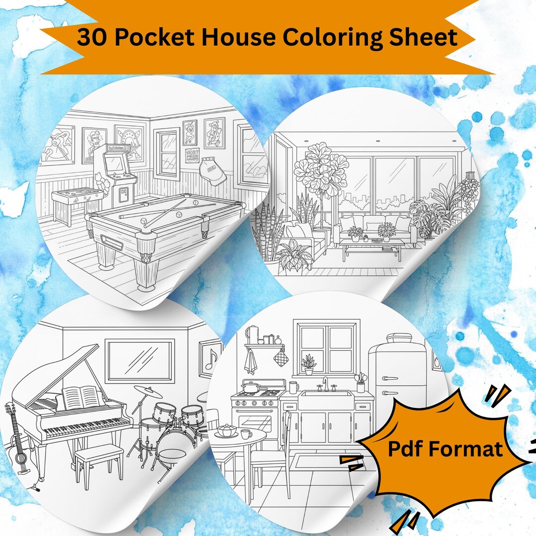 Pocket Interior Design Coloring Pages: Kawaii House Designs (PDF ...