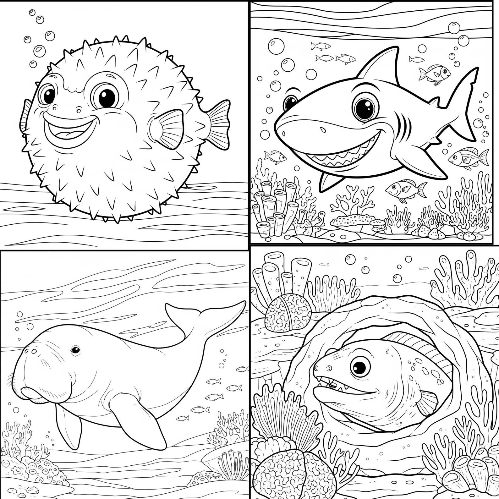 Children Coloring Pages Bundle, Ocean Coloring Book for Kids, Printable ...