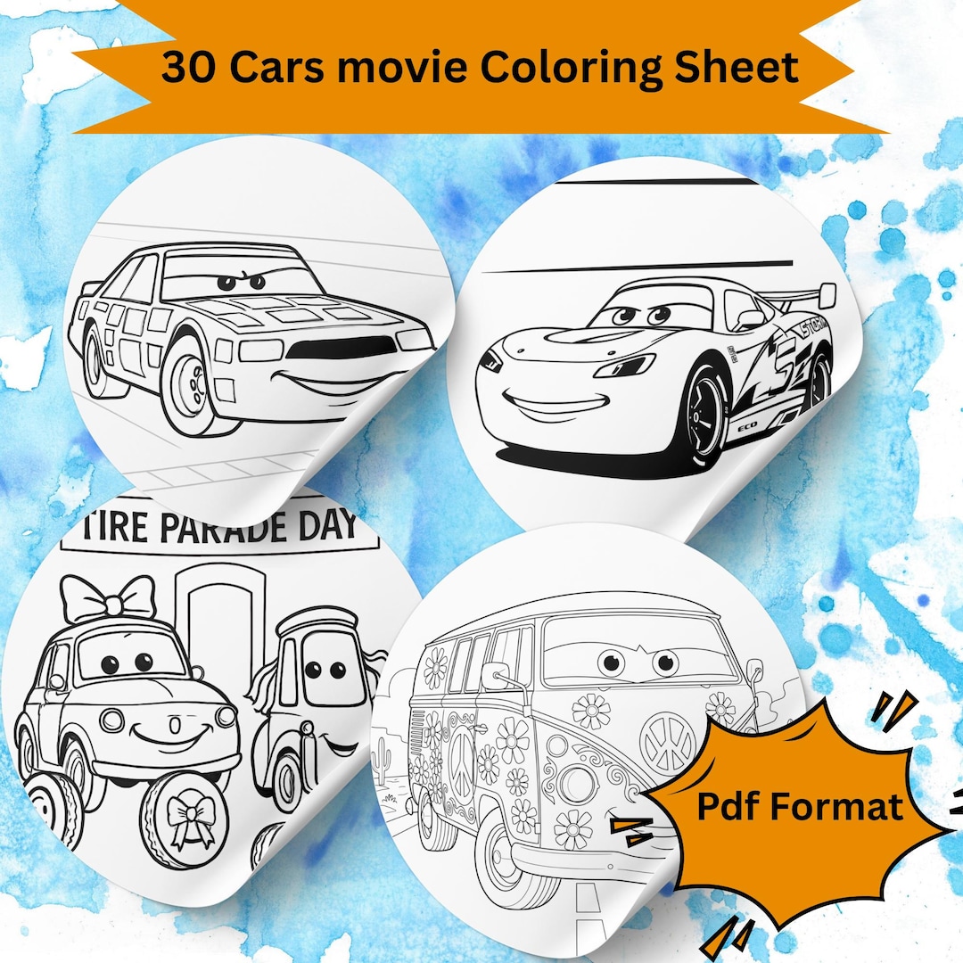 Cars Movie Coloring Pages: 30 Printable Racing Sheets (PDF Download - Etsy