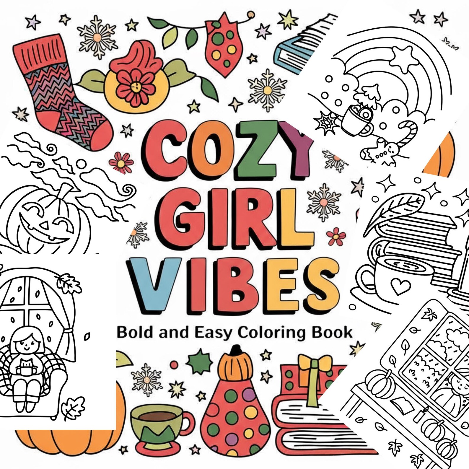 Cozy Girl Fall Coloring Book: Printable Autumn Art (PDF) - Etsy