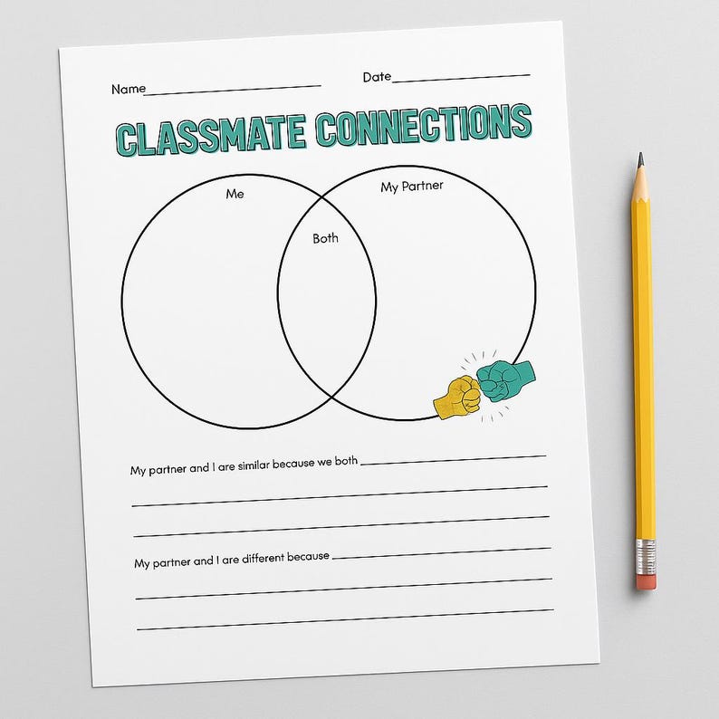 Printable PDF Classroom Icebreaker & Classmate Connection Worksheet ...