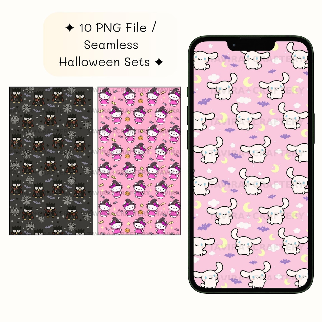 Halloween Seamless Pattern Bundle – 10 PNG Cute Spooky Digital Papers ...