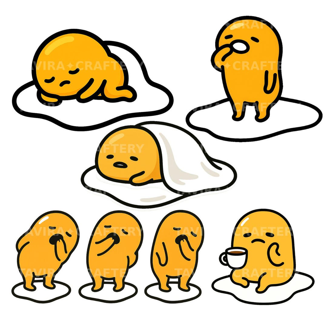 Lazy Egg Cartoon PNG Bundle – 17 Quirky Cute Clipart | Funny Egg ...