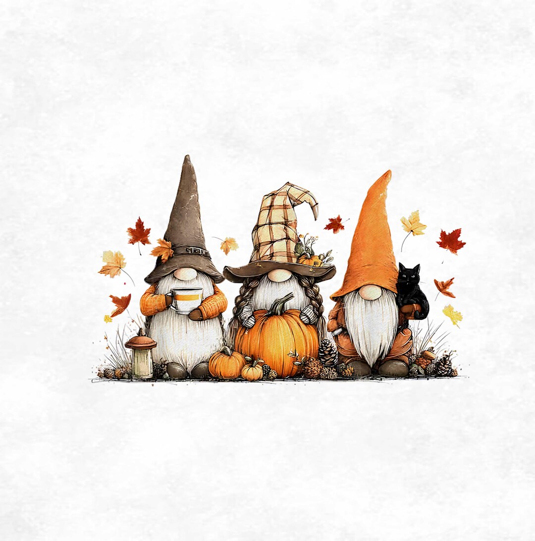Cute Fall Gnomes PNG Thanksgiving Pumpkin Plaid Sublimation Clipart ...