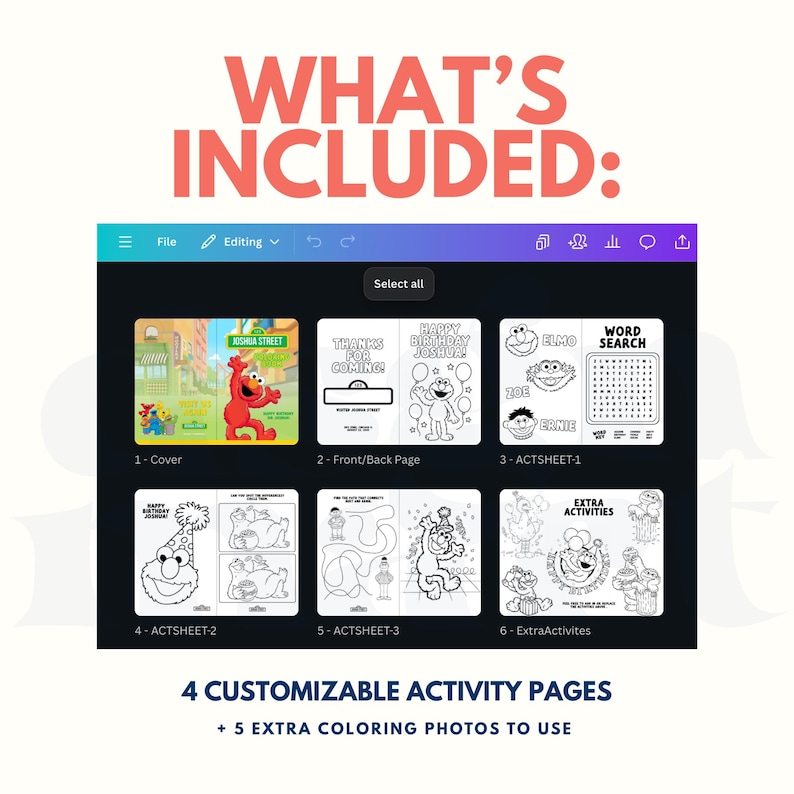 123 ABC Street Coloring Book | Editable Canva Template, Customizable ...