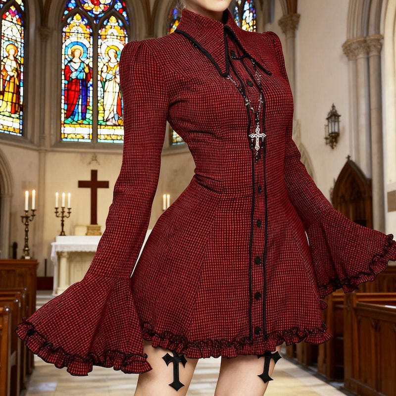 Red Goth Dress Vintage - Etsy