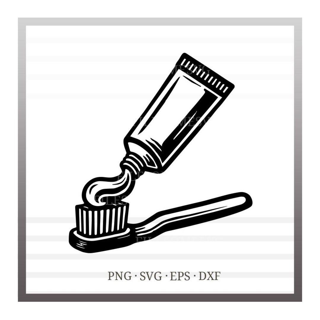 Toothbrush & Toothpaste SVG: Dental Vector Cut Files (digital Download ...