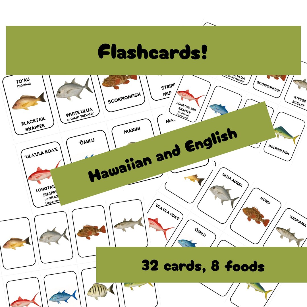Fish Flashcards: Bilingual Learning Cards Set A3 (digital Download) - Etsy