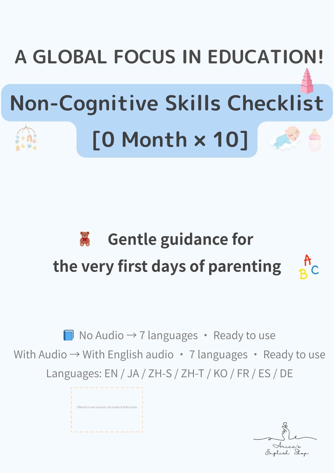 Non-cognitive Skills Checklist [0 Month] | Premium Edition (with ...