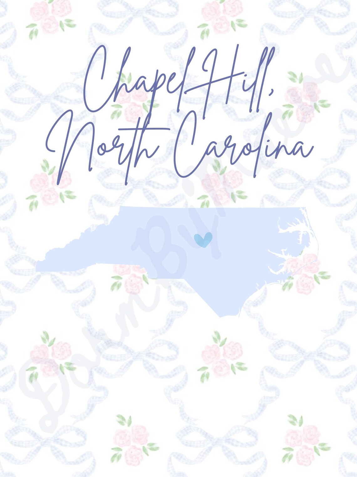 UNC Dorm Prints - Blue and Pink Theme, University of North Carolina ...
